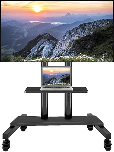 TVON Mobile TV Cart with Wheels for 55"-100" Flat Panel Curved Screens ...